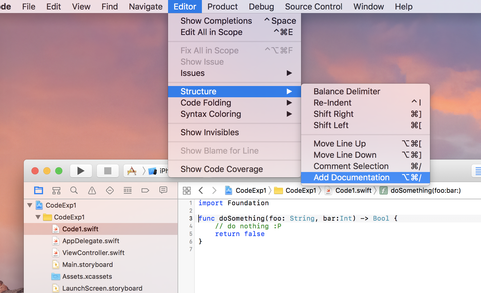 Xcode 8でドキュメントコメントをラクチンに書く方法 #iOS - Qiita