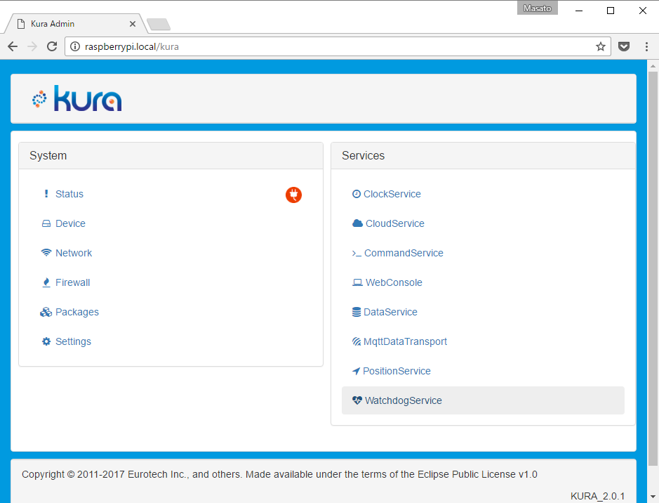 Eclipse IoT の紹介 - Part1: Eclipse KuraをRaspberry Piにインストールする #RaspberryPi - Qiita