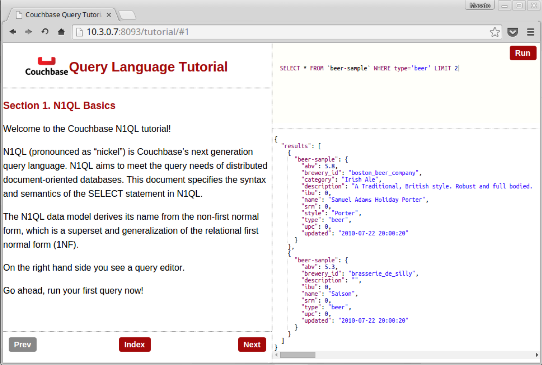 Couchbase on Docker - Part6: N1QLを使ってみる #Couchbase - Qiita