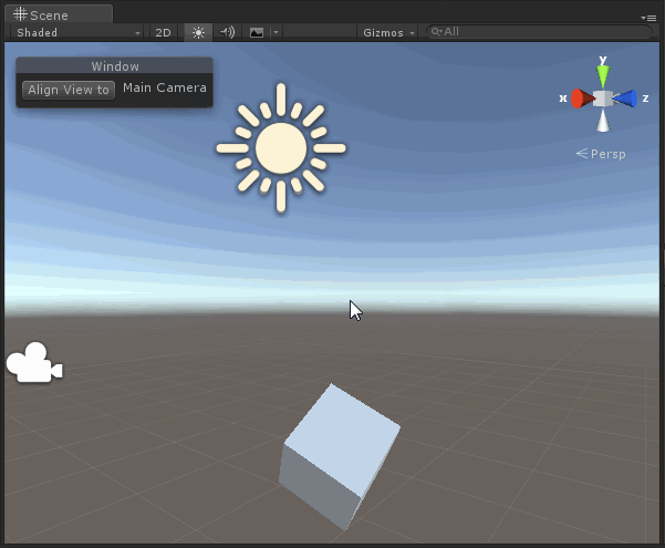 【unityエディター拡張】align View To Selected を Sceneビューから実行するボタンを作ってみた Unity 