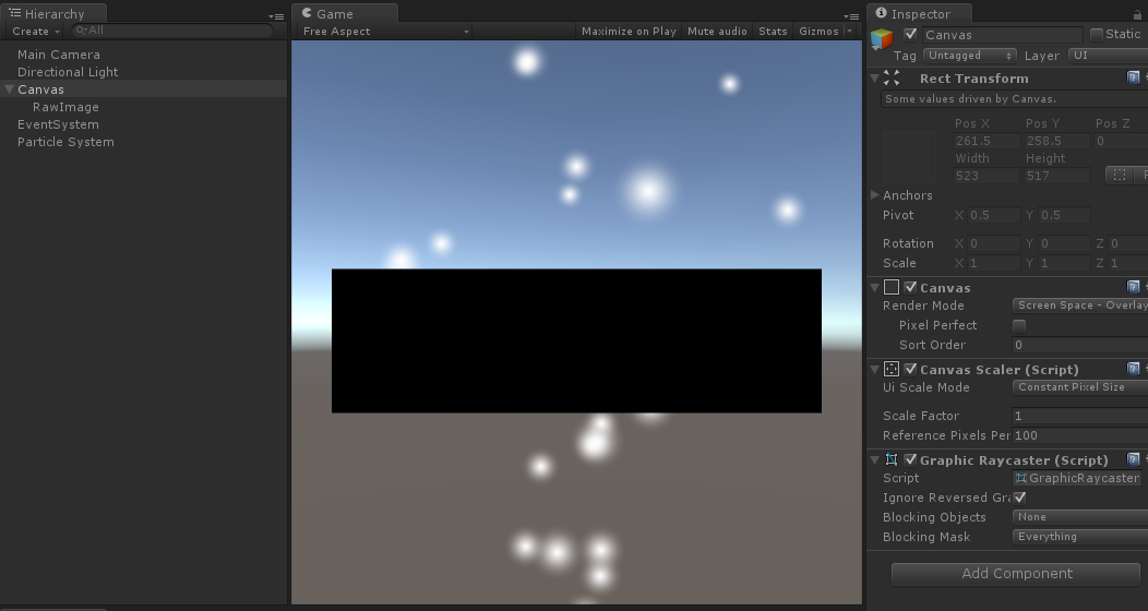 【Unity5】uGUIの手前にパーティクル(Particle System)を表示する方法 #Unity - Qiita