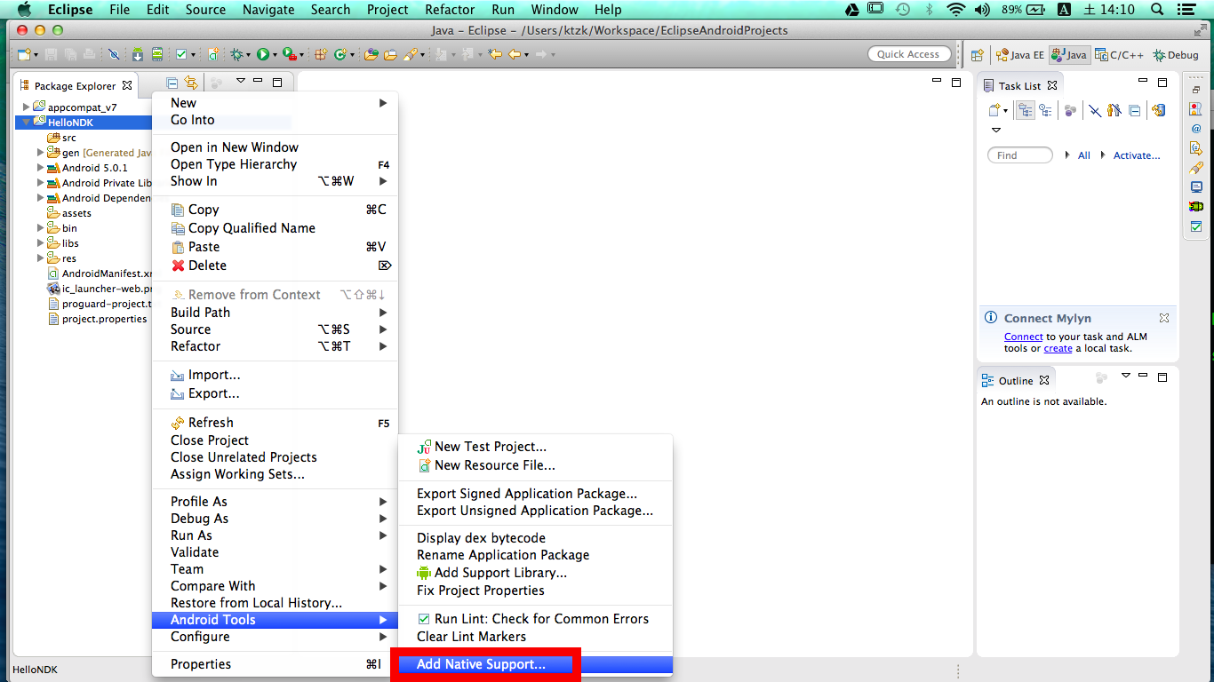 Eclipse 上で Android NDK プロジェクトを作成する方法 #Java - Qiita
