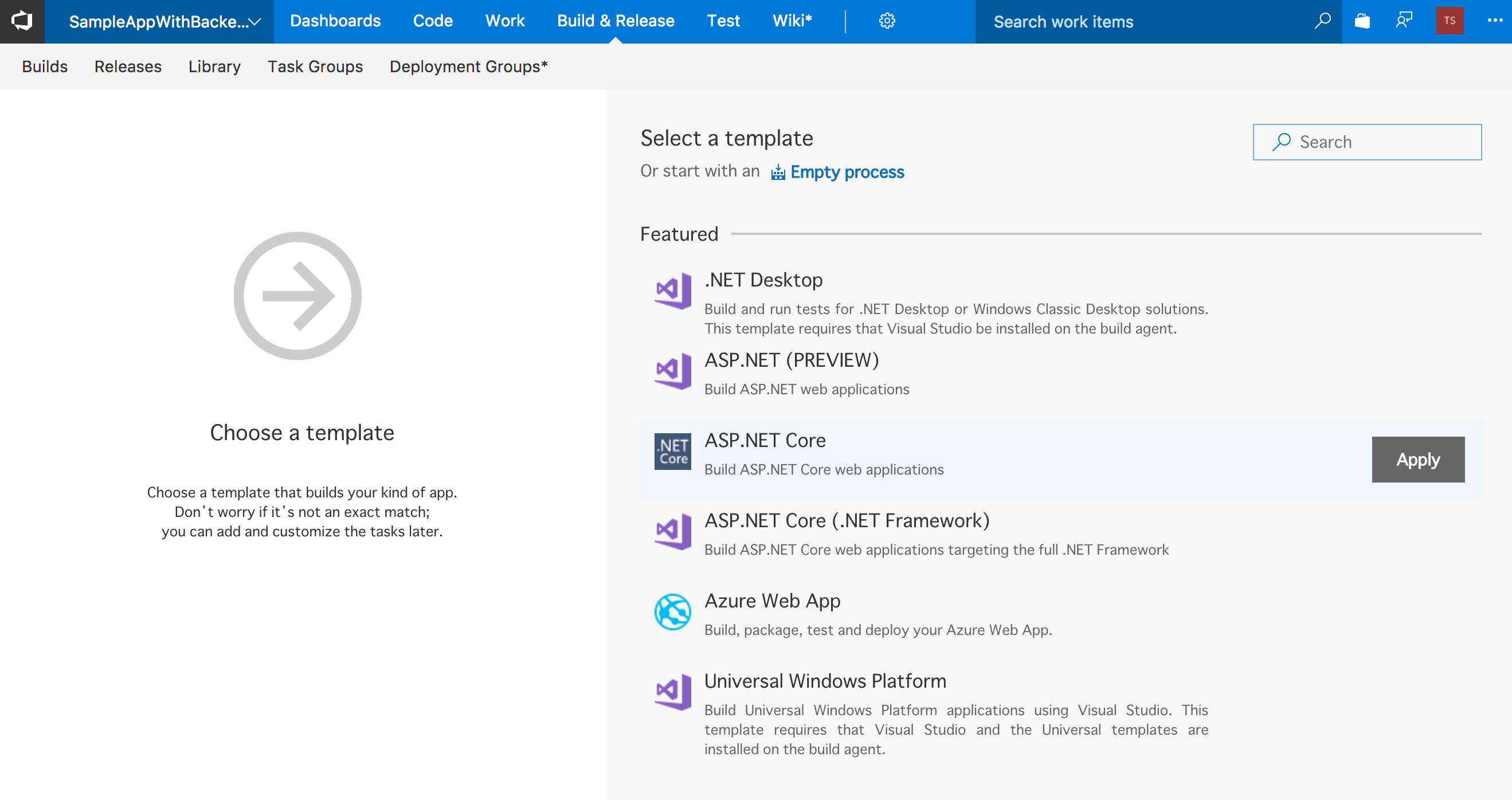Visual Studio Team ServicesでASP.NET Coreプロジェクトのビルドを設定する #Azure - Qiita