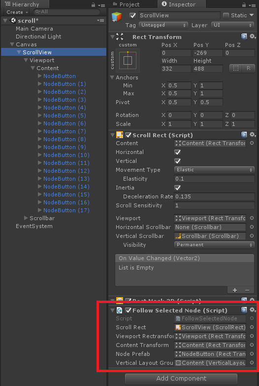 uGUI 選択オブジェクトが描画範囲に収まるようにScrollRectで自動スクロールする #Unity - Qiita