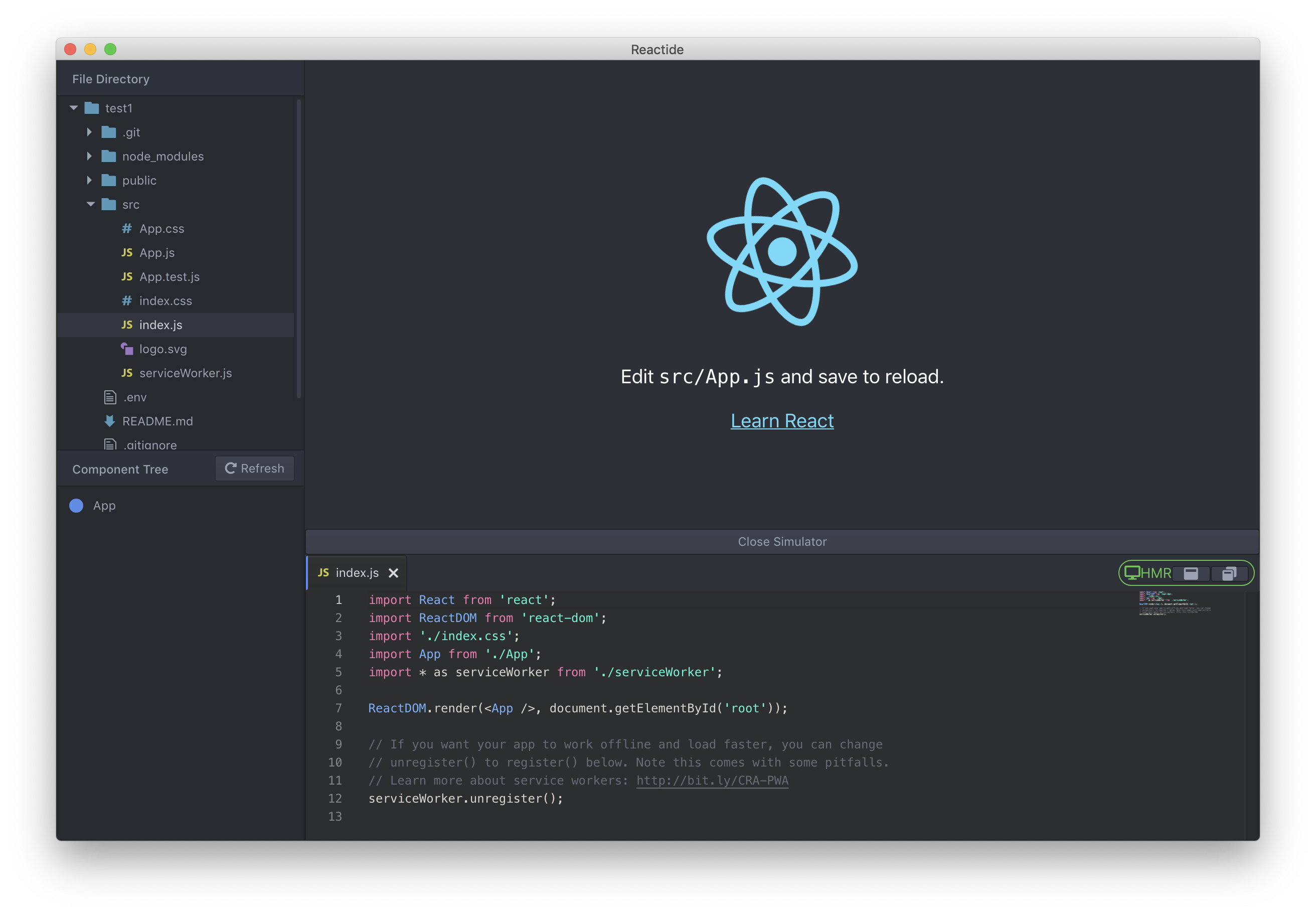 electronベースのreact用IDEエディタ Reactide #Electron - Qiita