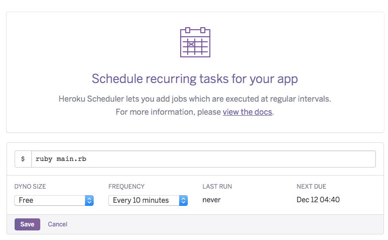 Herokuで単純なrubyスクリプトを定期的に実行する #Ruby - Qiita