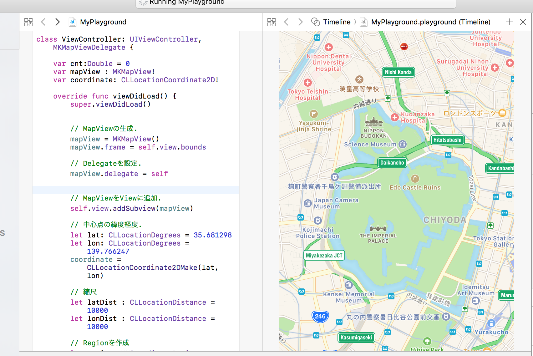 【初心者向け】Swift3で爆速コーディングその6(地図とタイマー) #iOS - Qiita