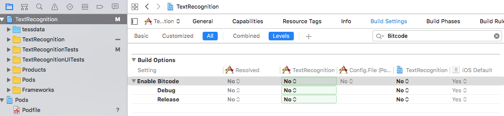 Xcode setting ENABLE_BITCODE=NO にならない！！ #iOS - Qiita