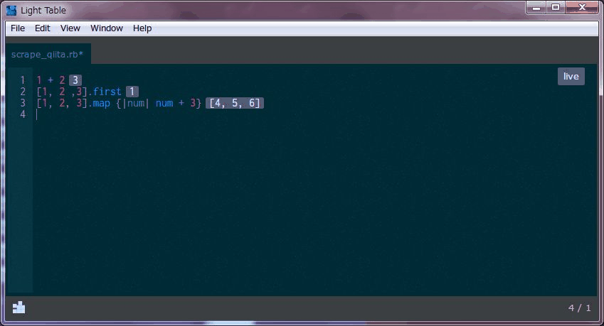 LightTableでRuby、Nokogiriを使ってリアルタイムスクレイピング #Ruby - Qiita