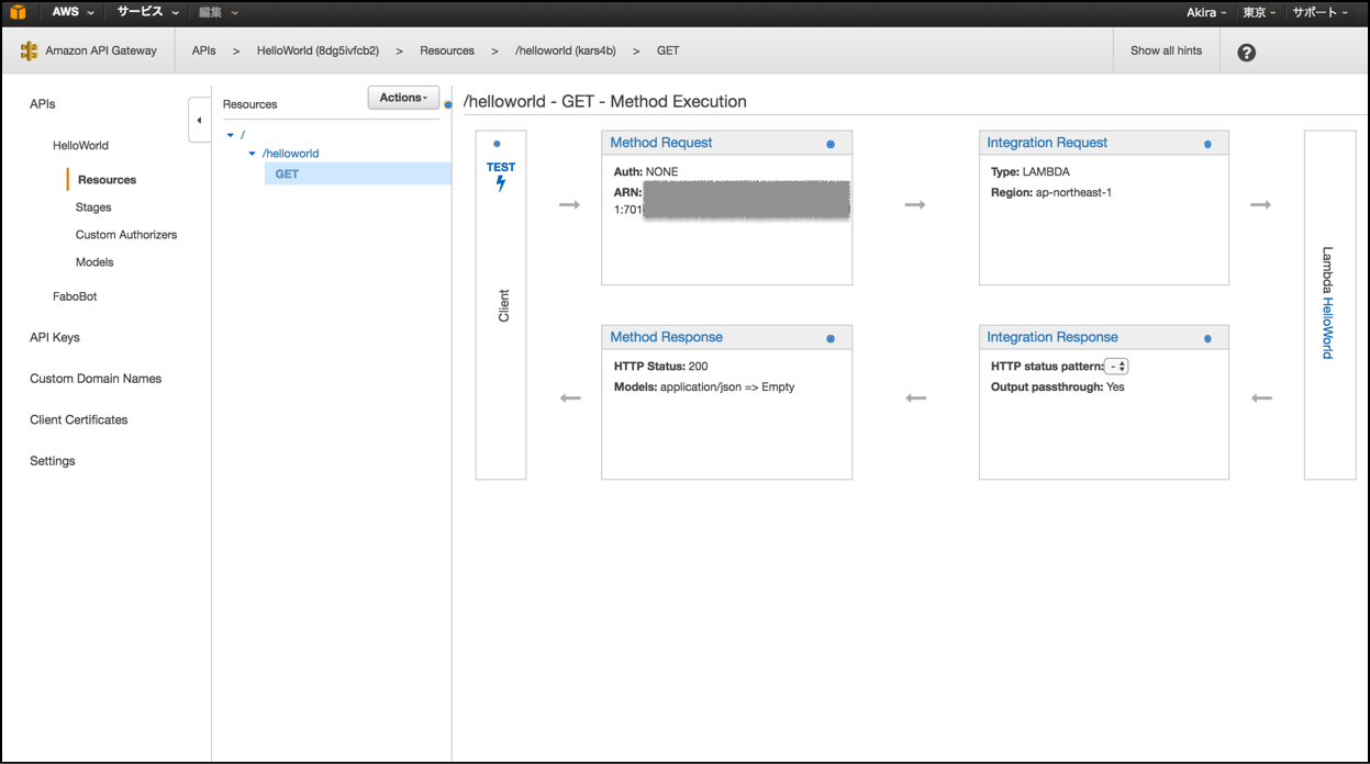 AWS API GatewayとAWS Lambdaで、HelloWorldを作成する - Qiita