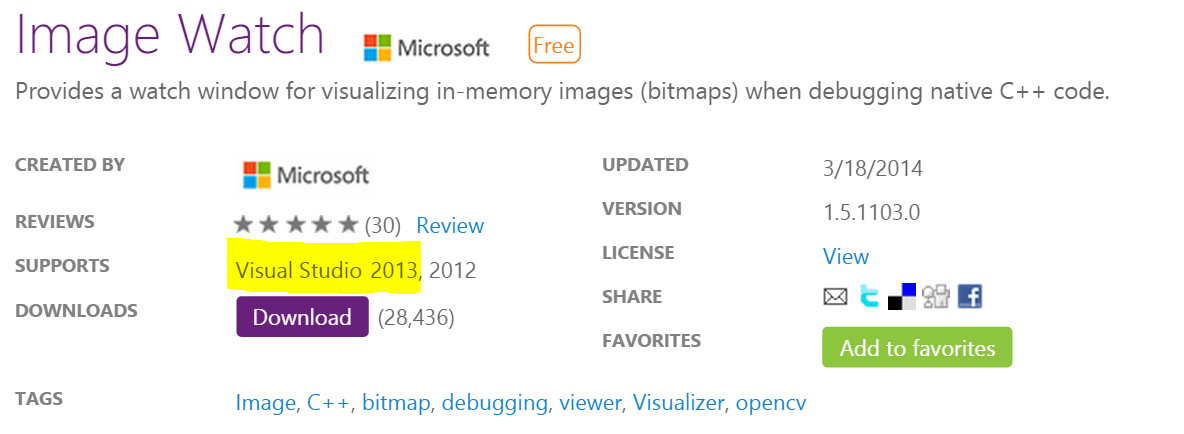 Debug時にimshowいらず、ImageWatchを試してみる(Visual Studio 2013, C++, OpenCV) #VisualStudio - Qiita