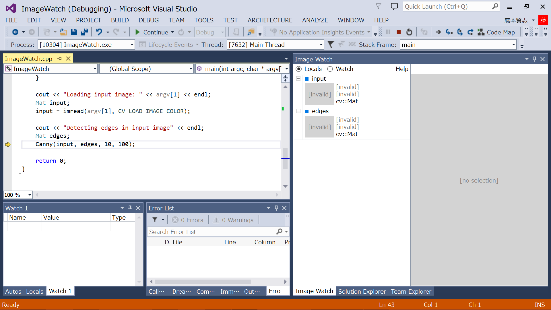 Debug時にimshowいらず、ImageWatchを試してみる(Visual Studio 2013, C++, OpenCV) #VisualStudio - Qiita