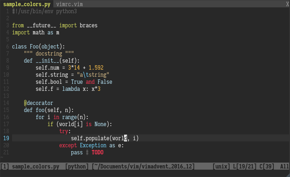 Vim の割と新しいおすすめ colorscheme たちを紹介する #Vim - Qiita