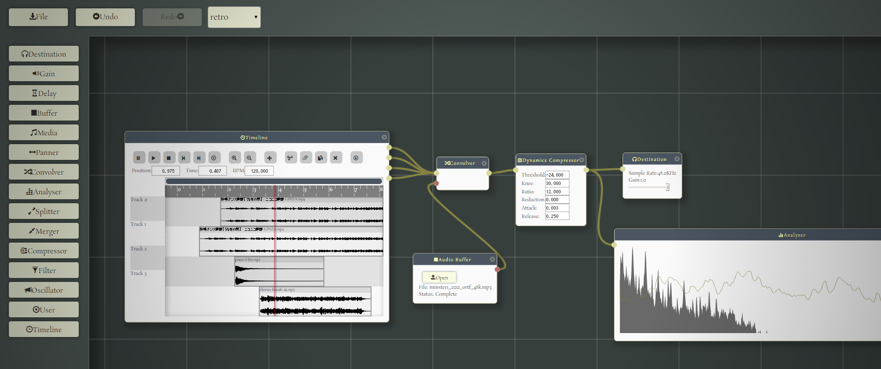 Web Audio APIを使ってブラウザで音楽や音声にエフェクトをかけられるツールを作りました。 - Qiita