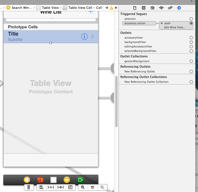 UITableViewのCellのアクセサリーを選択した時の遷移先を指定。StoryBoardを使用。 #Objective-C - Qiita