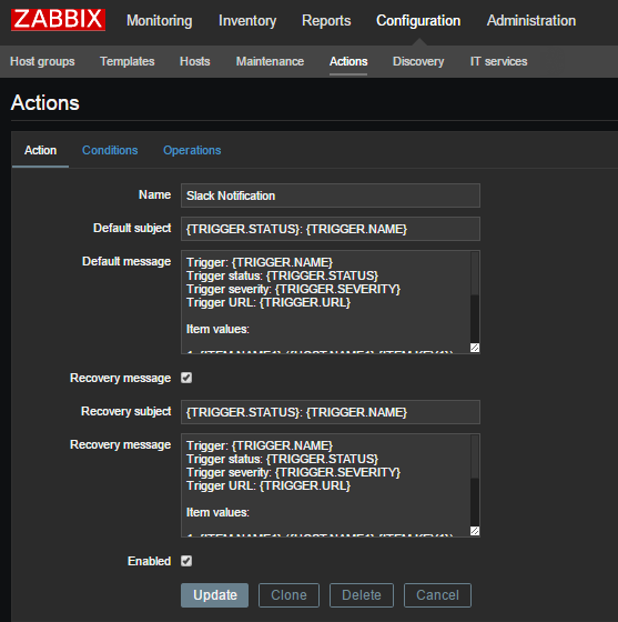 Zabbix3.0から追加されたパラメータを使ってSlackに通知を送る #zabbix - Qiita
