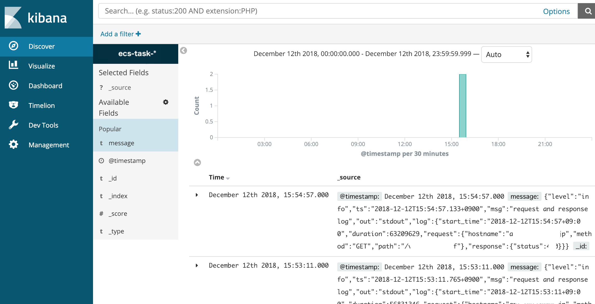 AWS Fargateで動いているプログラムのログをElasticsearch/Kibanaで可視化 #lambda - Qiita