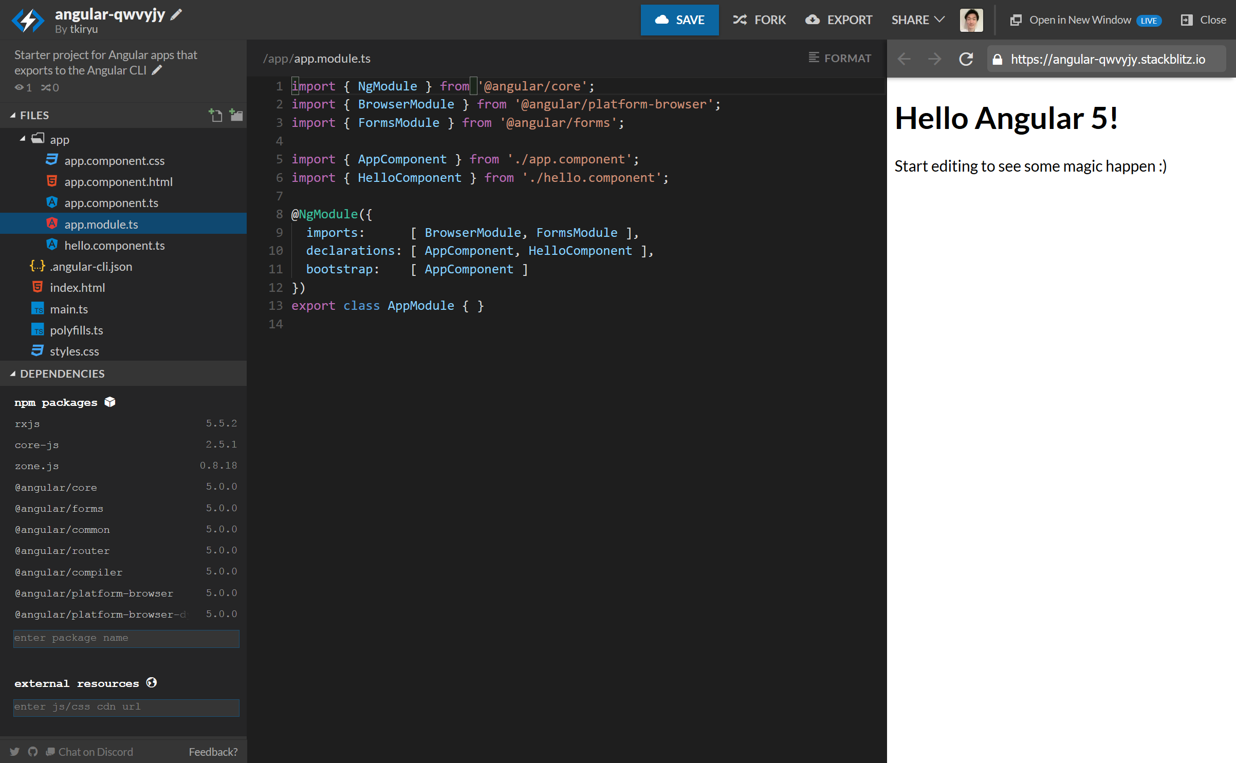 StackBlitz で Angular のオンラインデモ環境を爆速で用意する #VSCode - Qiita