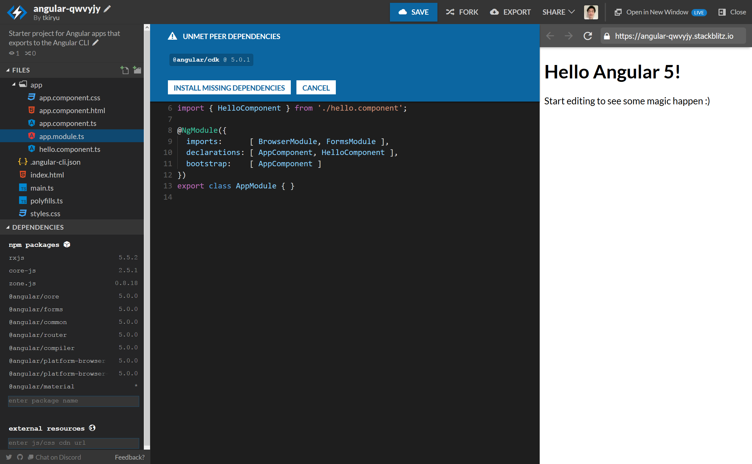 StackBlitz で Angular のオンラインデモ環境を爆速で用意する #VSCode - Qiita