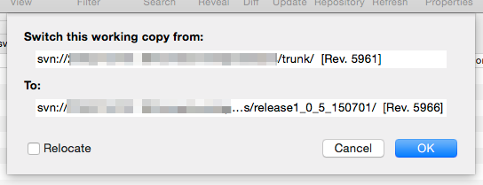 SvnXでブランチの切り替え(switch) #svn - Qiita