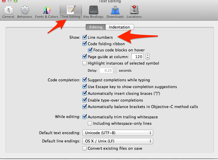 Xcode で行番号を表示させる #Xcode - Qiita