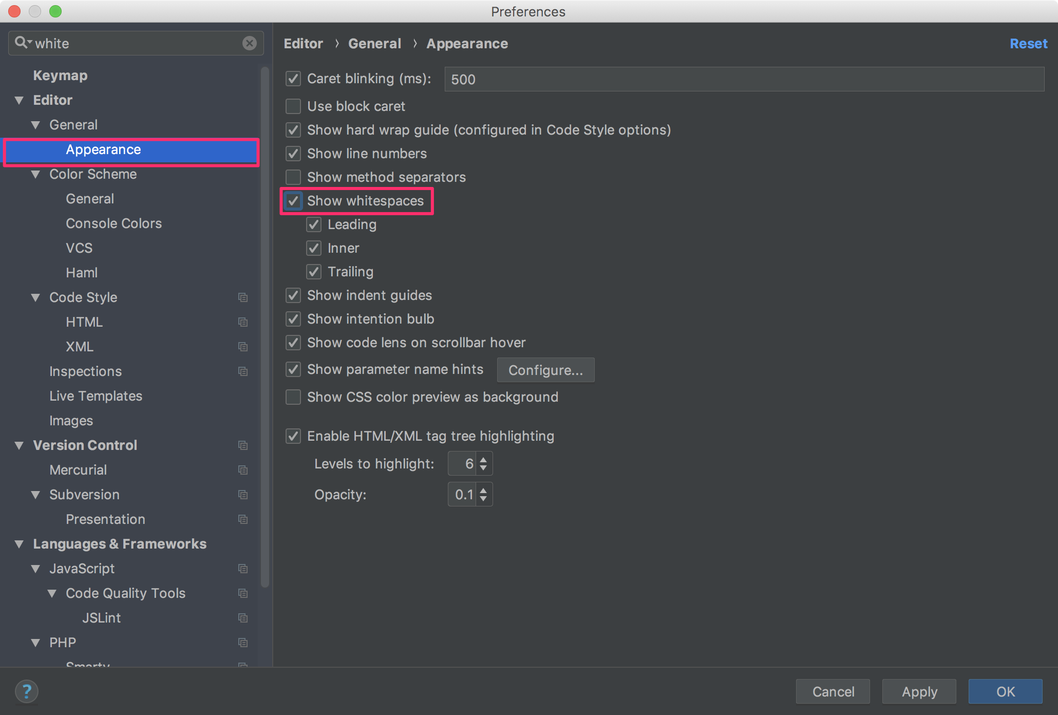 PhpStormで不可視文字(スペース等)を表示する設定 #PHP - Qiita