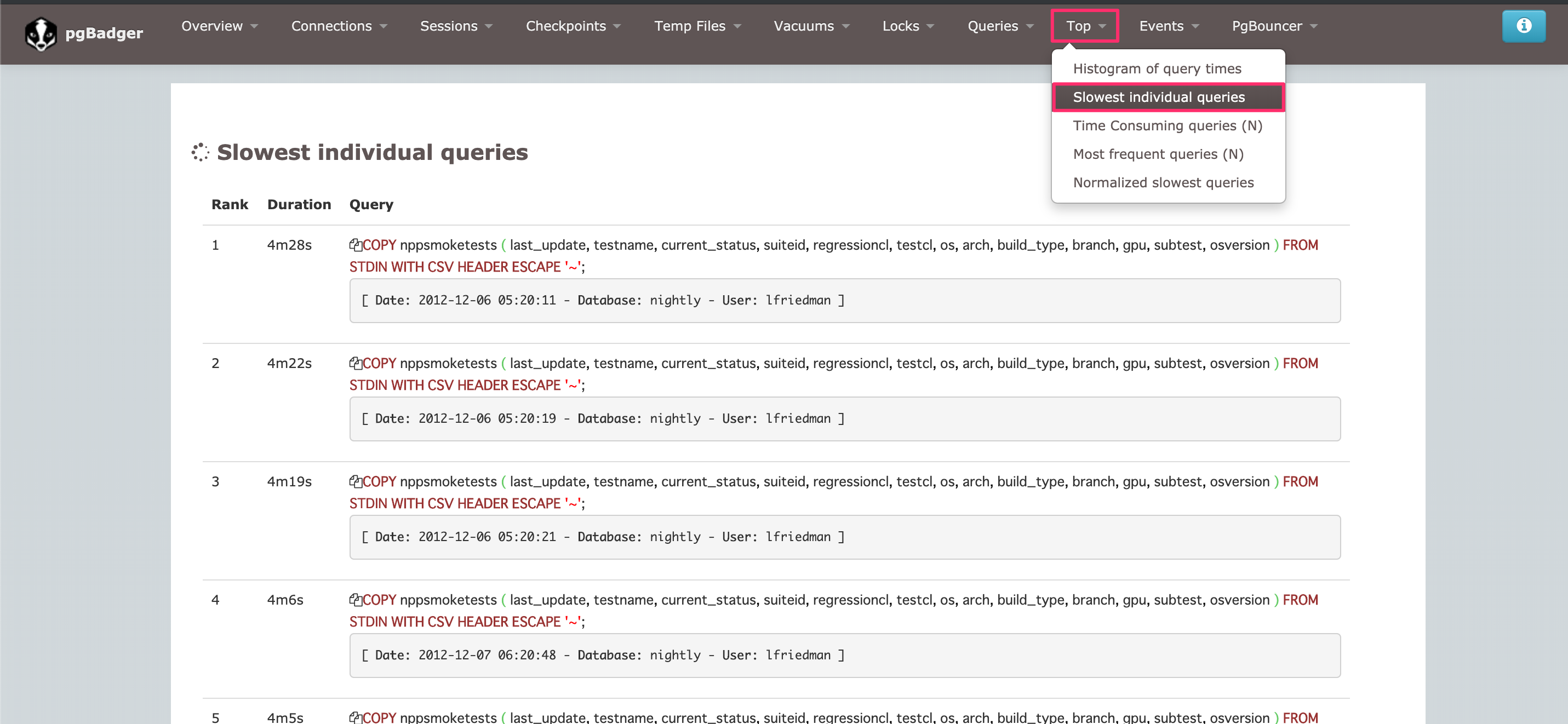 pgBadgerを使ってPostgreSQLの遅いクエリーを可視化する #スロークエリ - Qiita
