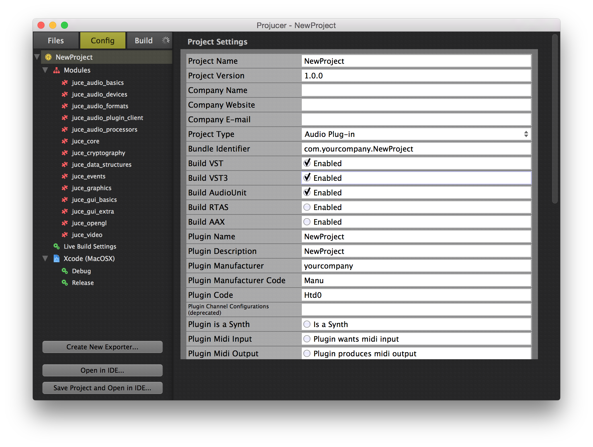 JUCE Frameworkを使ってVST/AudioUnitプラグインを作る Mac編 -HelloWorldの巻- #C++ - Qiita