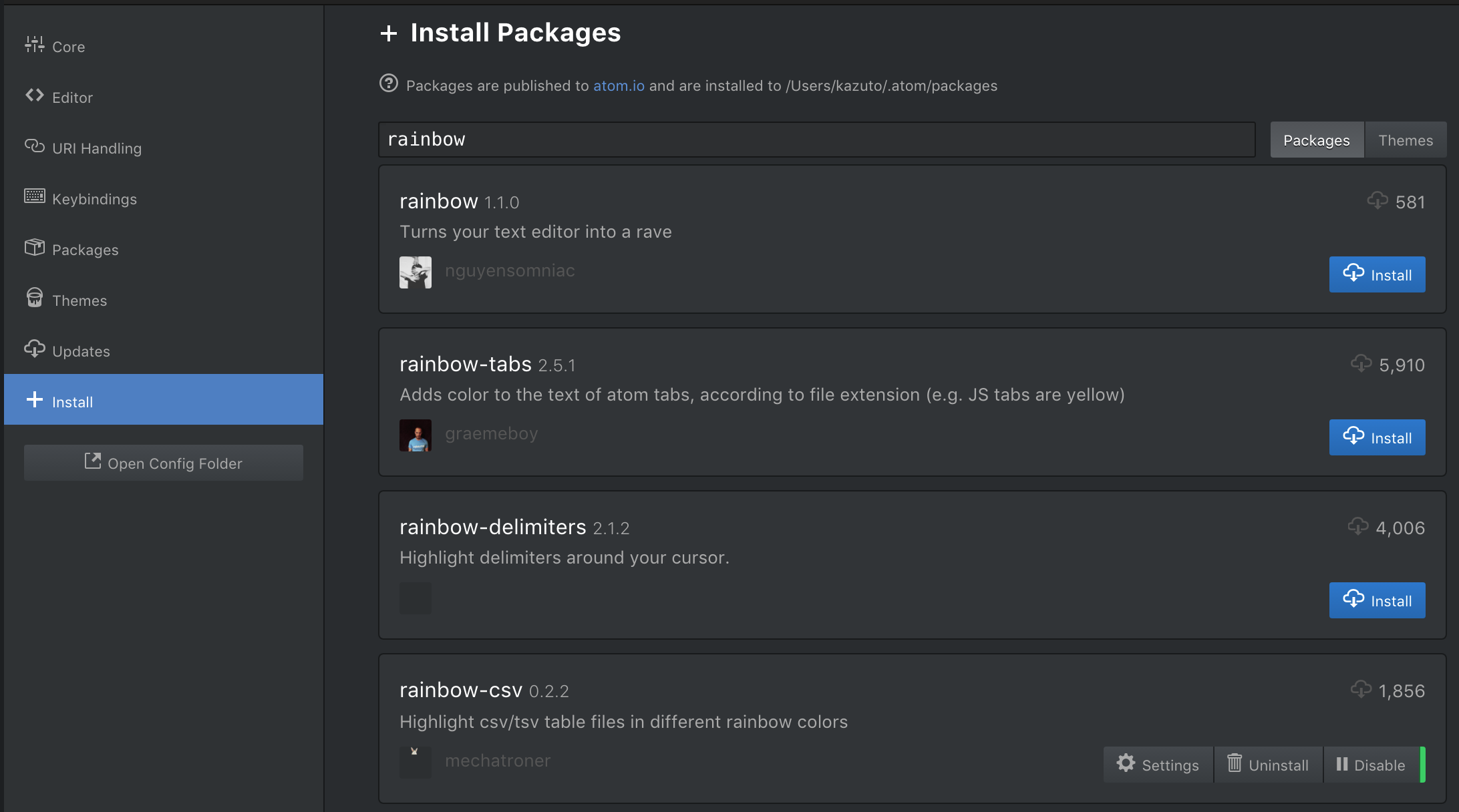 【メモ】Atom Package: Rainbow CSV #ATOM - Qiita