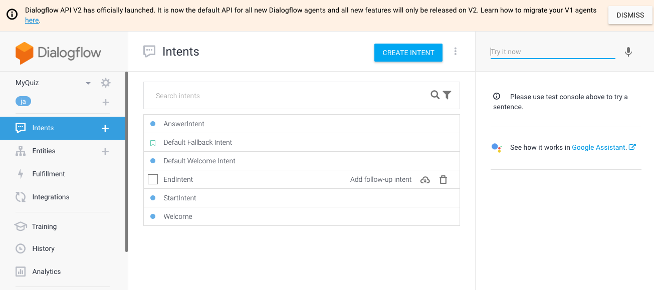 Dialogflowだけでオリジナルの3択クイズを作ろう #GoogleHome - Qiita